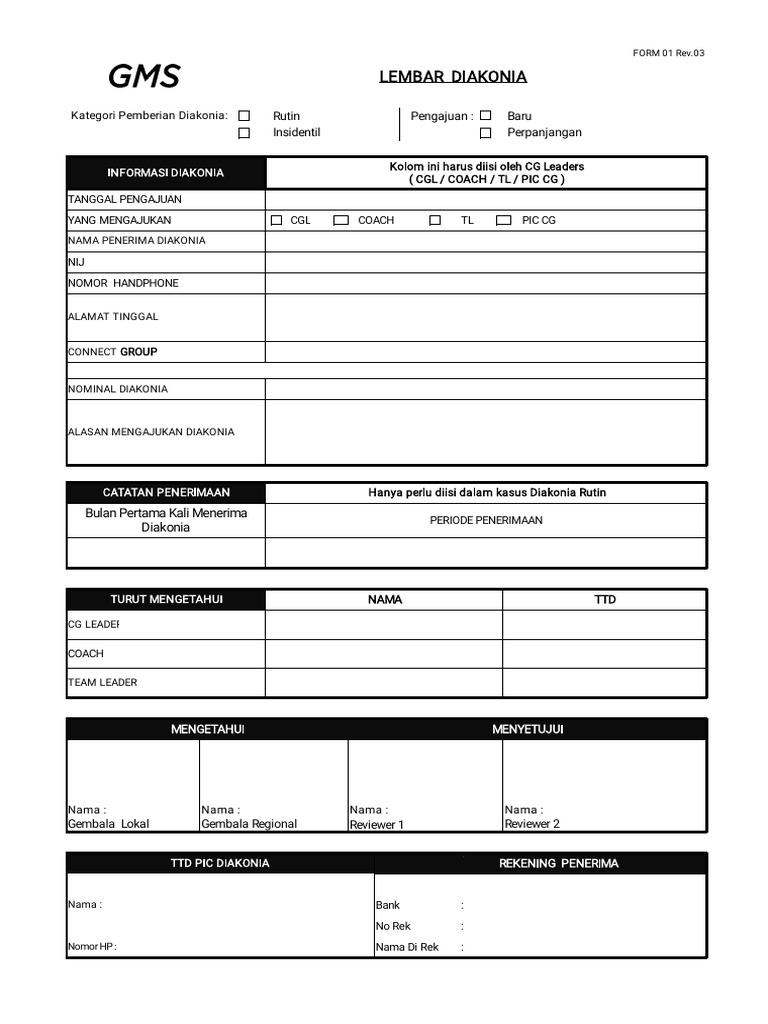 Lembar Survei & Pengajuan Diakonia GMS | PDF