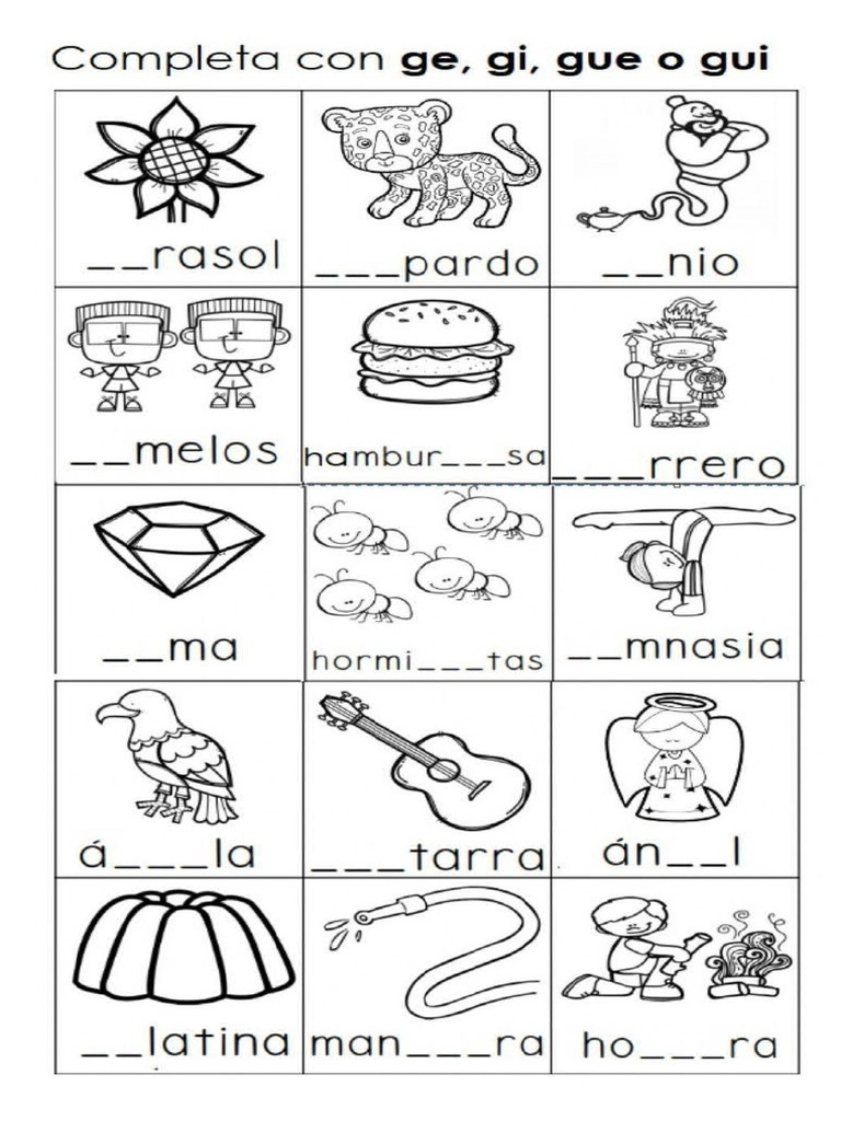 Ficha de Ge. Gi. Gue. Gui | PDF