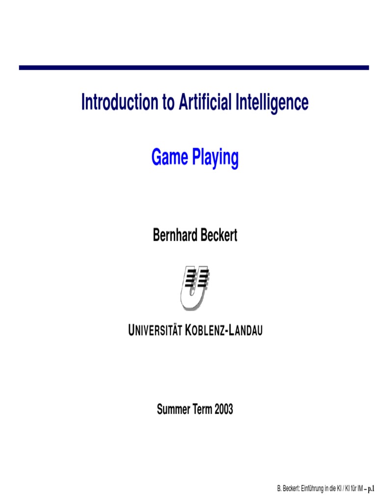 Introduction To Artificial Intelligence: Game Playing | PDF | Game Theory | Gaming