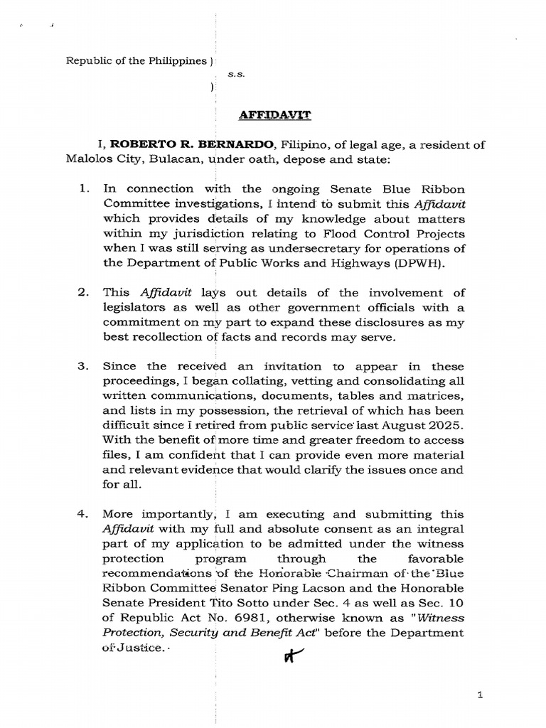 Roberto Bernardo Sworn Statement | PDF