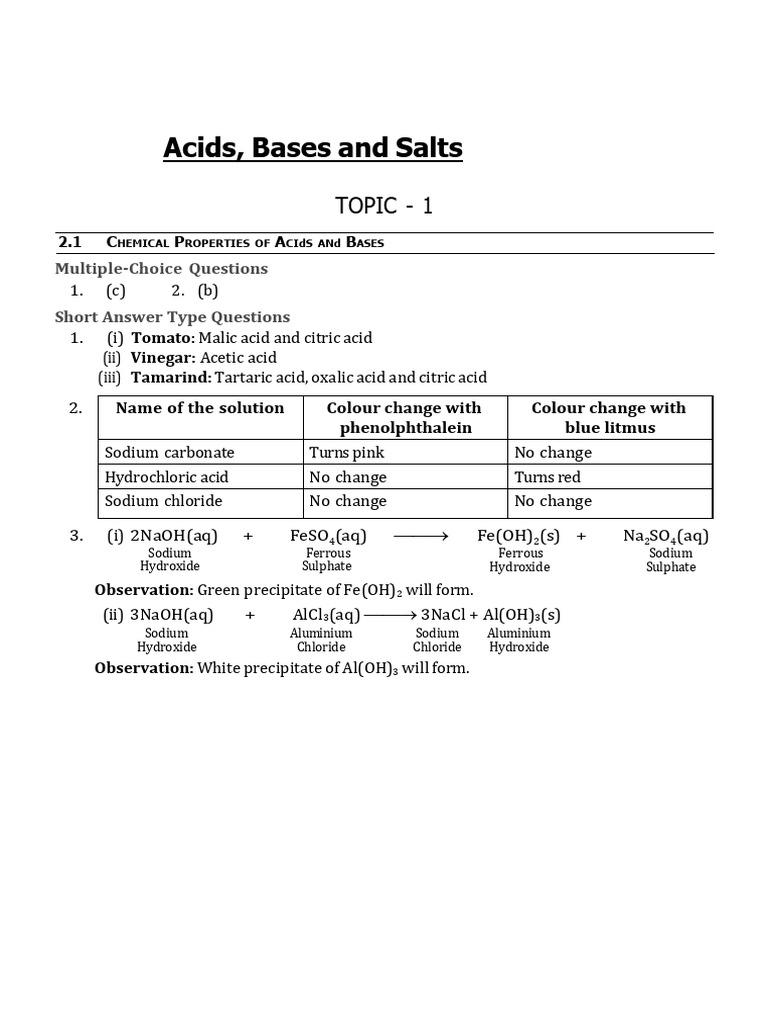 Acids, Bases and Salts | PDF | Acid | Hydroxide