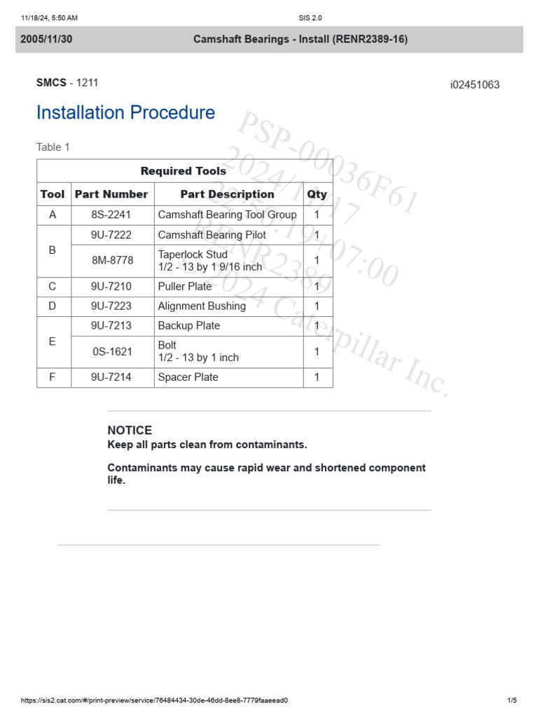 Install Camshaft Bearing | PDF | Engine Technology | Vehicle Parts