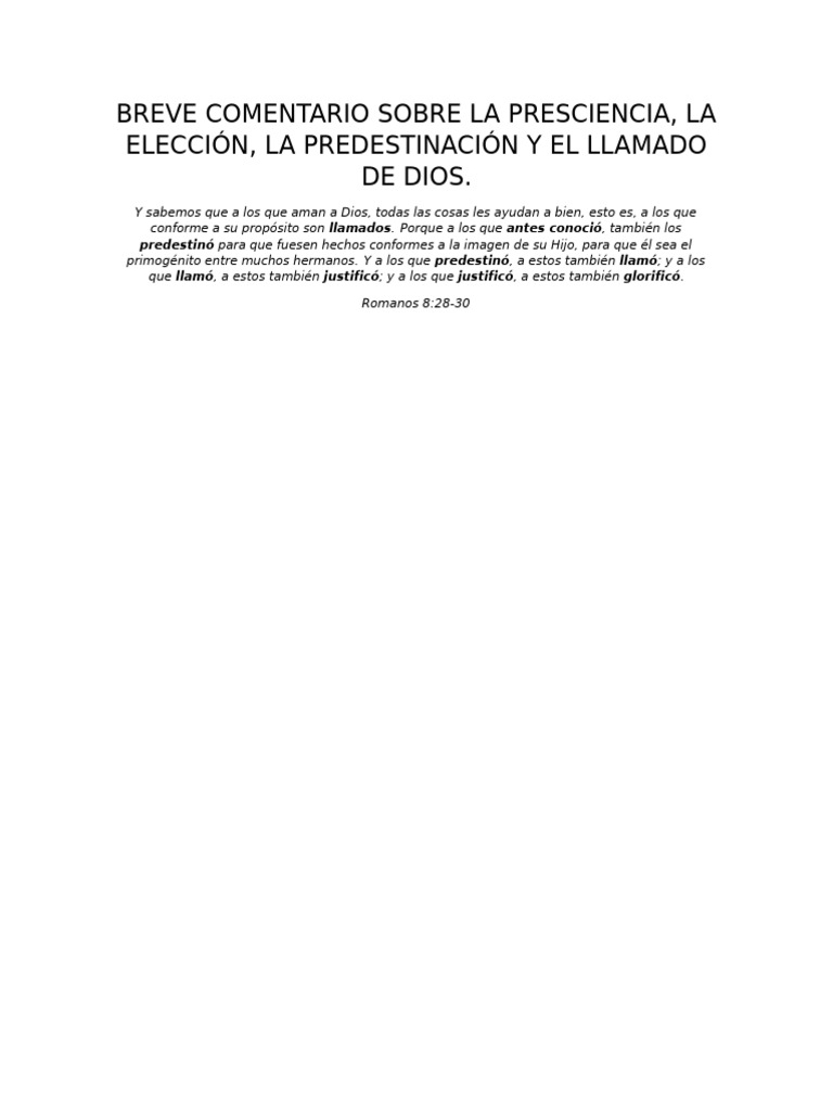 Presciencia y Predestinación en Dios | PDF