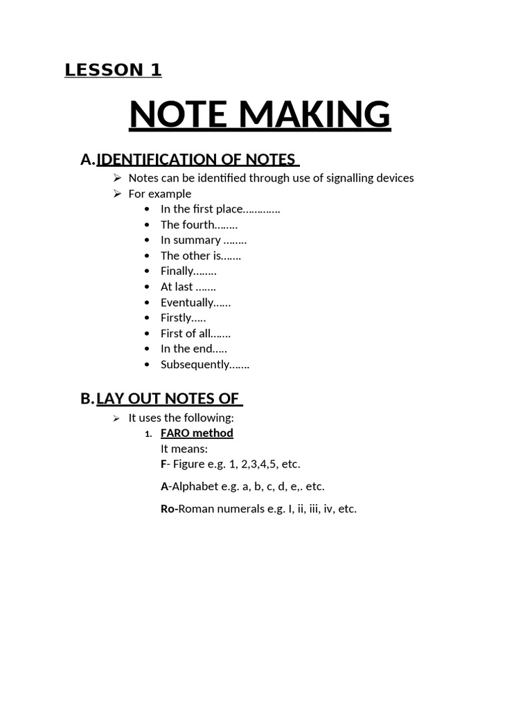 Note-Making Techniques and Adjective Order | PDF