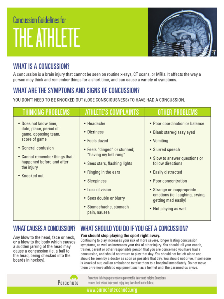 Concussion Guidelines for Athletes | PDF | Concussion | Diseases And ...