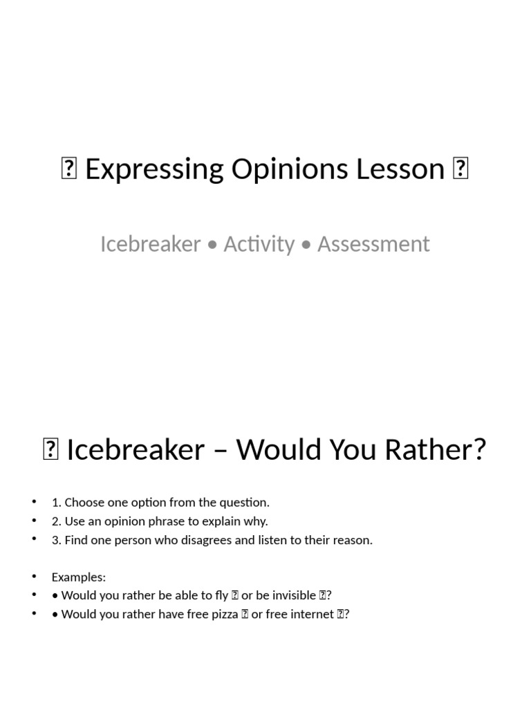 Expressing Opinions Lesson | PDF
