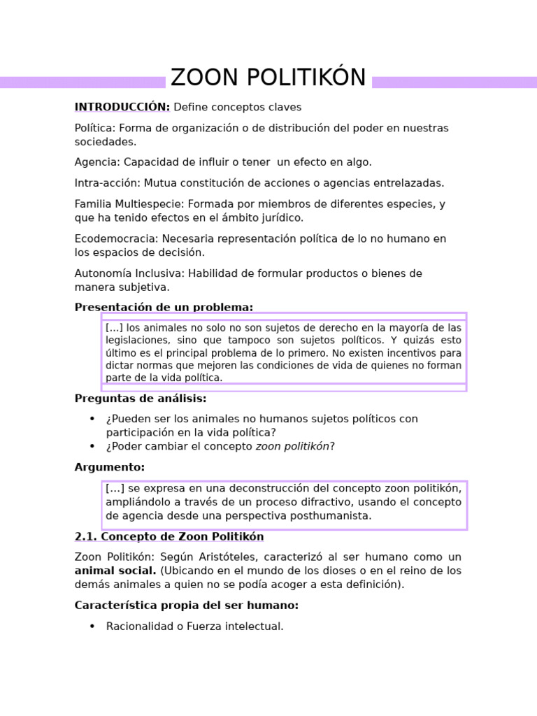 Zoon Politikón: Agencia Política Animal | PDF | Aristóteles | Racionalidad
