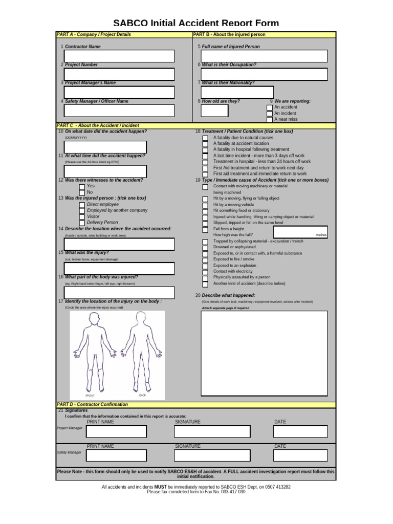 SABCO Accident Report Form Guide | PDF | Accidents | Safety