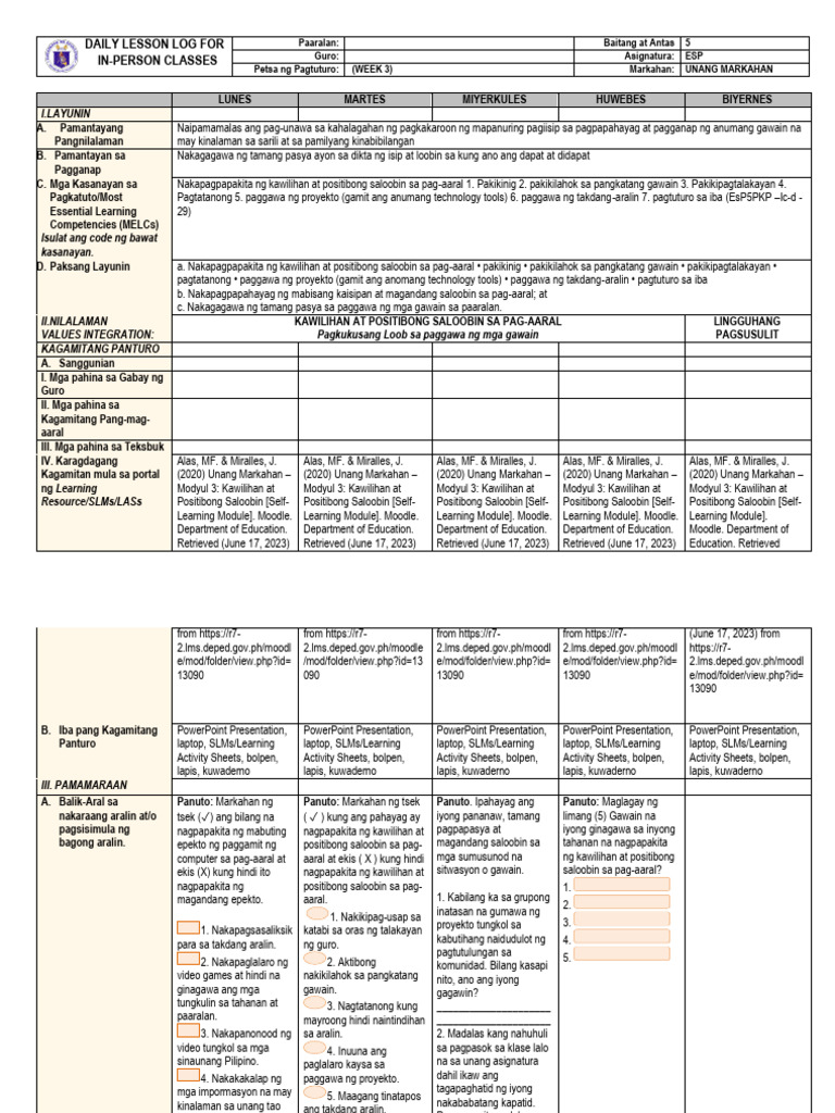Q1-Week 3-Esp 5 | PDF