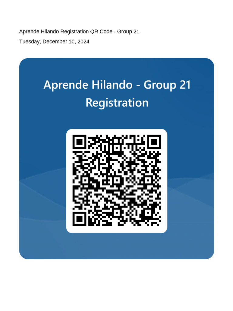 Aprende Hilando Registration QR Code Group 21 | PDF