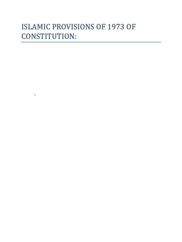 Islamic Provisions of 1973 of Constitution | PDF | Quran | Islam