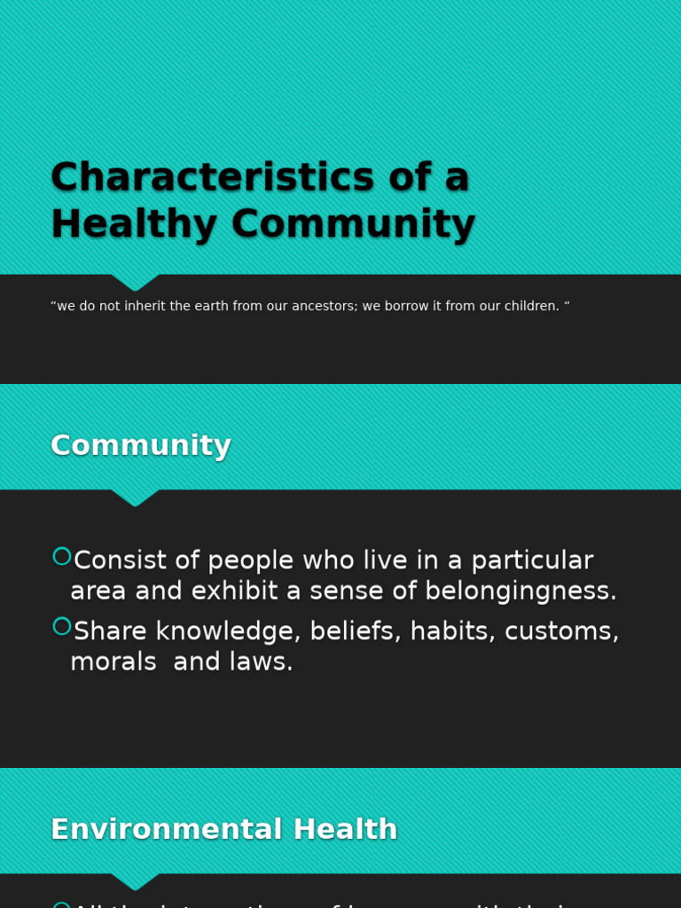 Characteristics of A Healthy Community | PDF