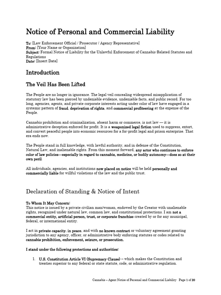 Cannabis Liability Notice and Legal Rights | PDF | Chevron U.S.A ...