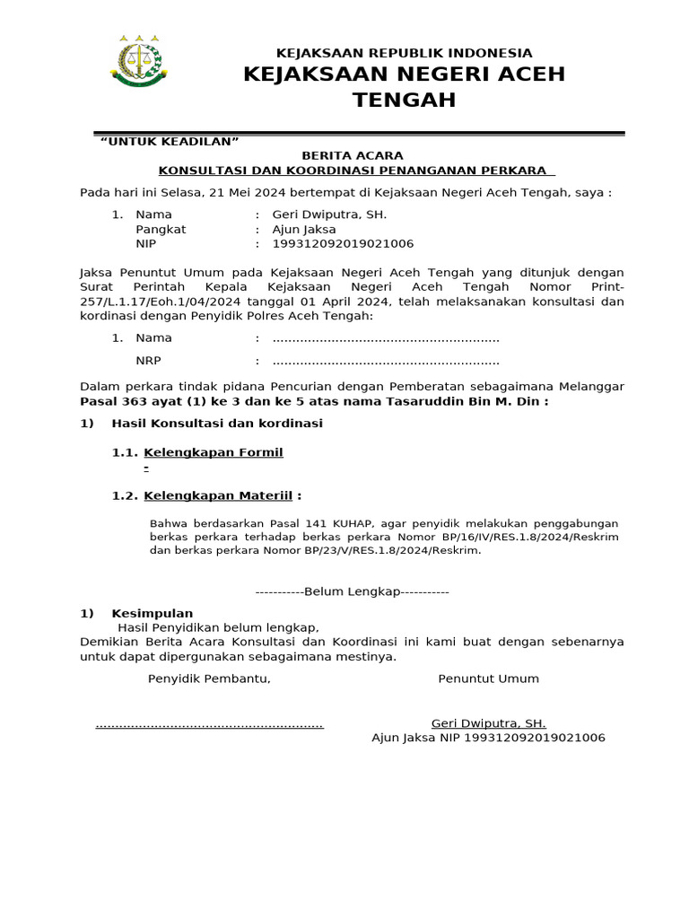 Konsultasi Penanganan Kasus Pencurian | PDF