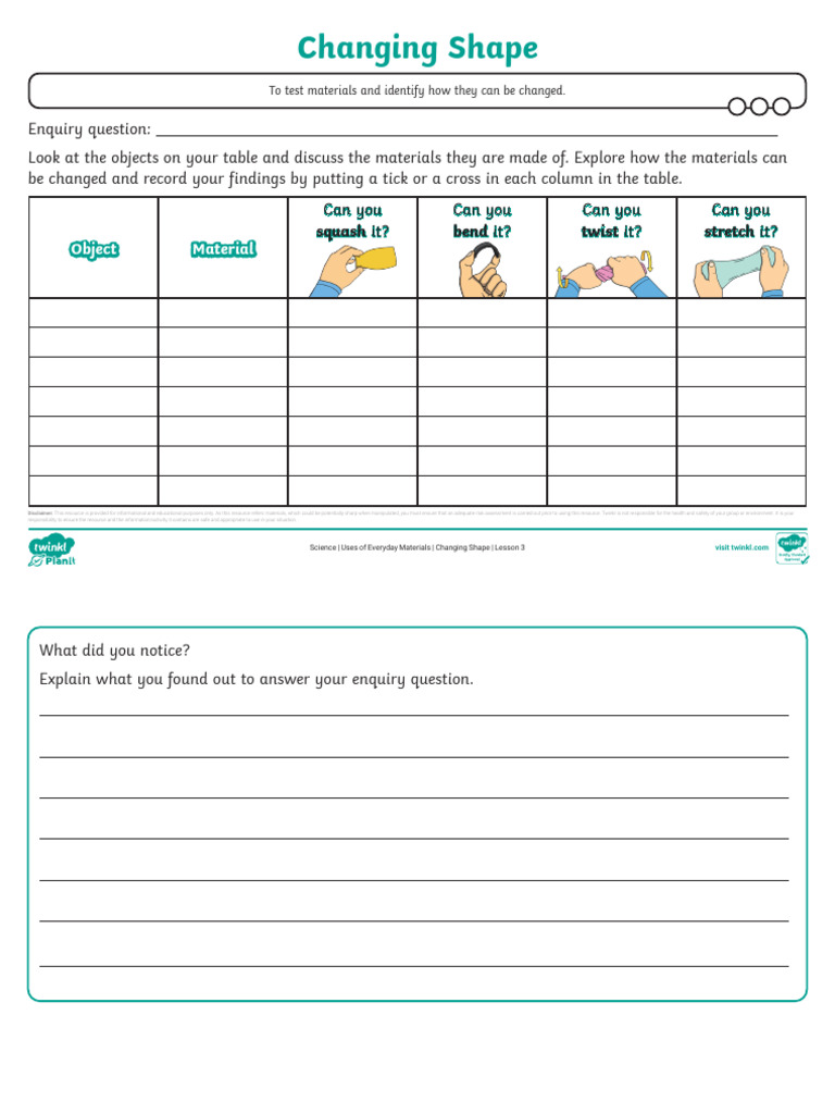 Changing Shape Worksheet Activity | PDF