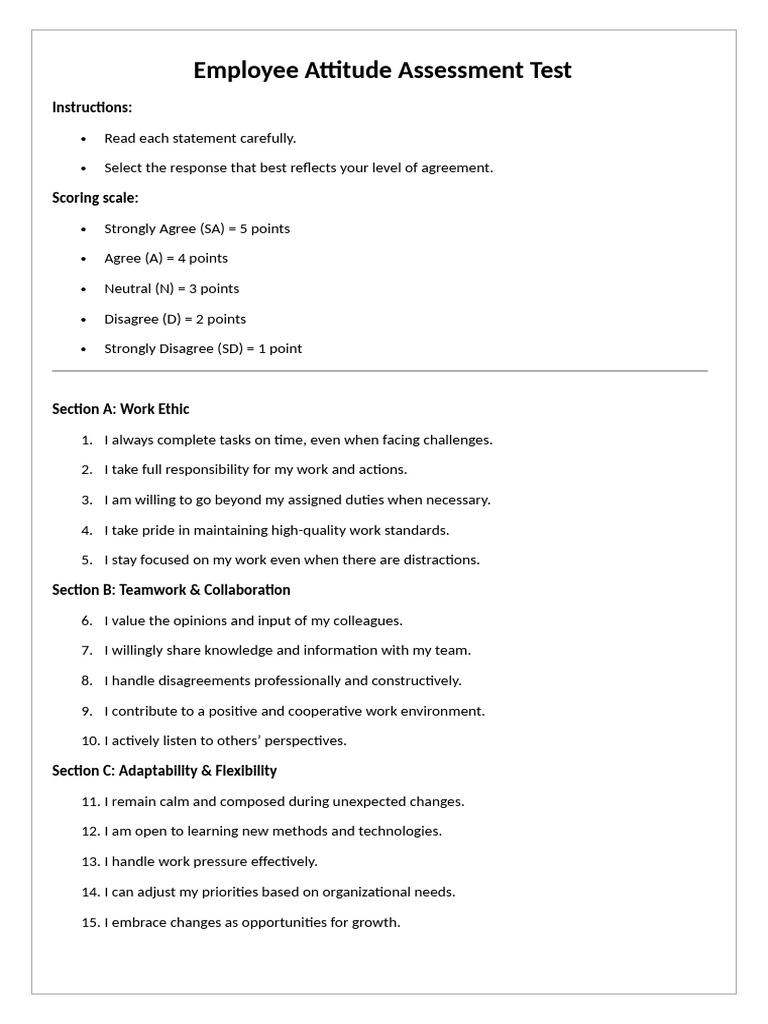 Employee Attitude Evaluation Guide | PDF | Integrity | Evaluation