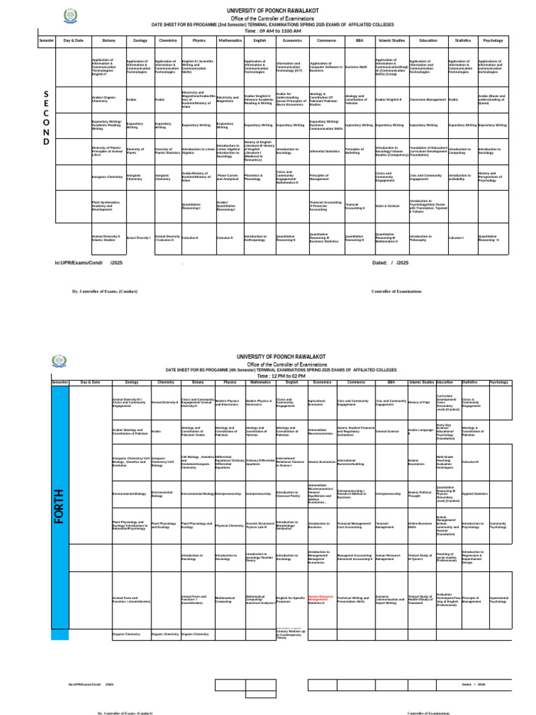 Working Date Sheet Theory Spring 25 All Stations 17 September | PDF ...