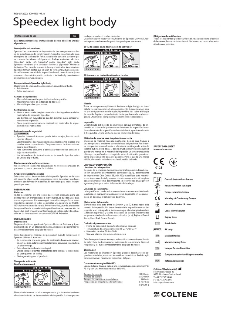 Instrucciones de Uso de Speedex Putty | PDF | Agua | Materiales