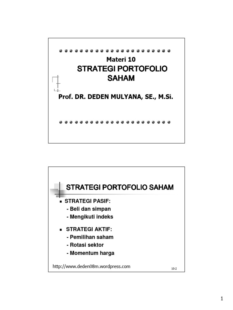 Strategi Portofolio Saham Efektif | PDF