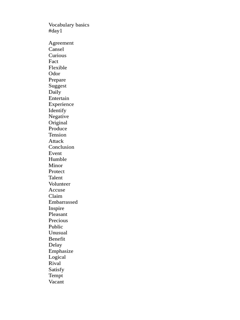 Essential Vocabulary Words List | PDF