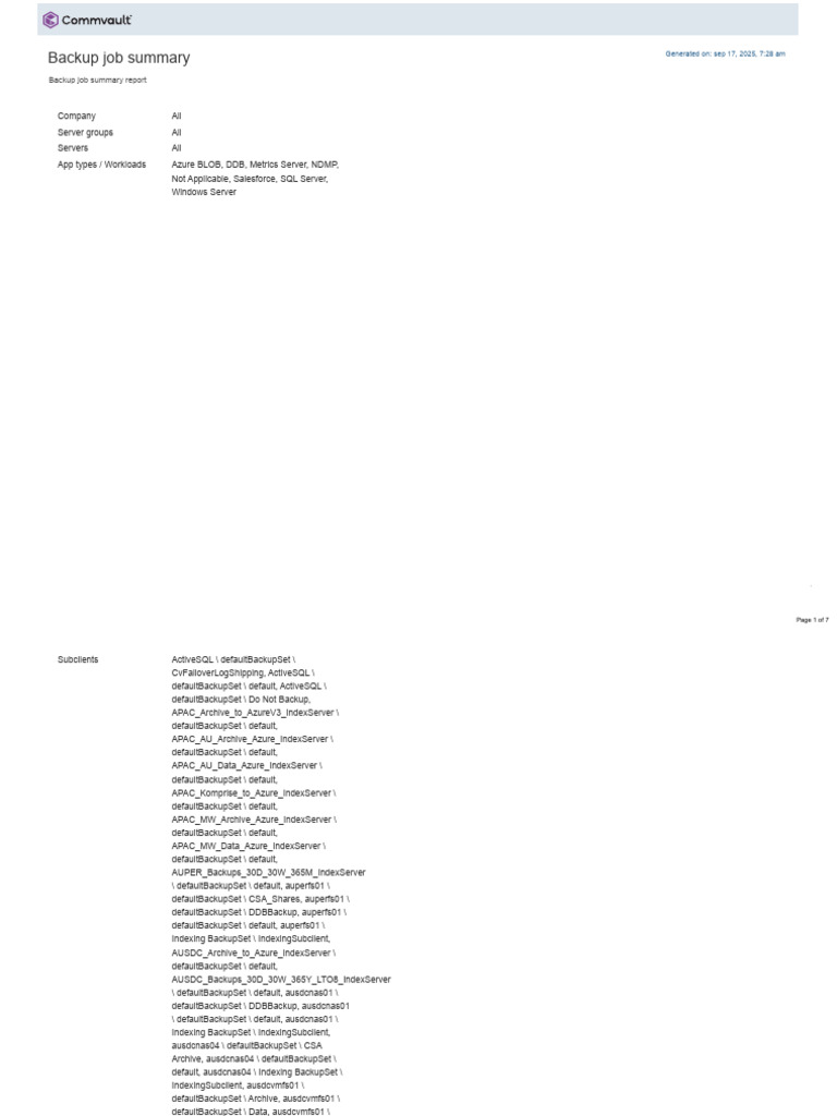Backup Job Summary Report | PDF | Microsoft Sql Server | Information ...