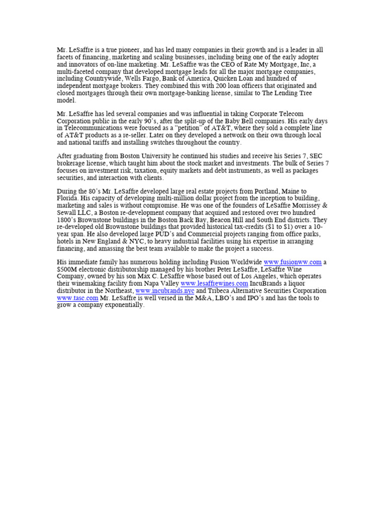 Mr. LeSaffre: Business Growth Expert | PDF | Securities (Finance ...