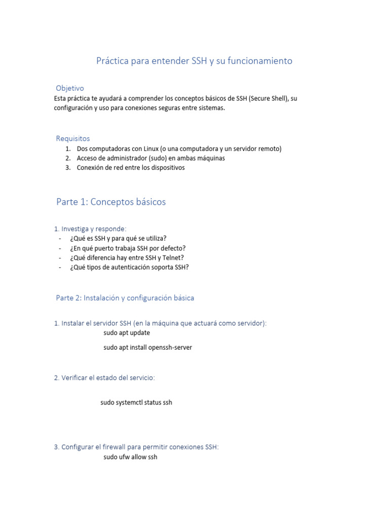 Práctica para Entender SSH y Su Funcionamiento | PDF | Cubierta segura ...