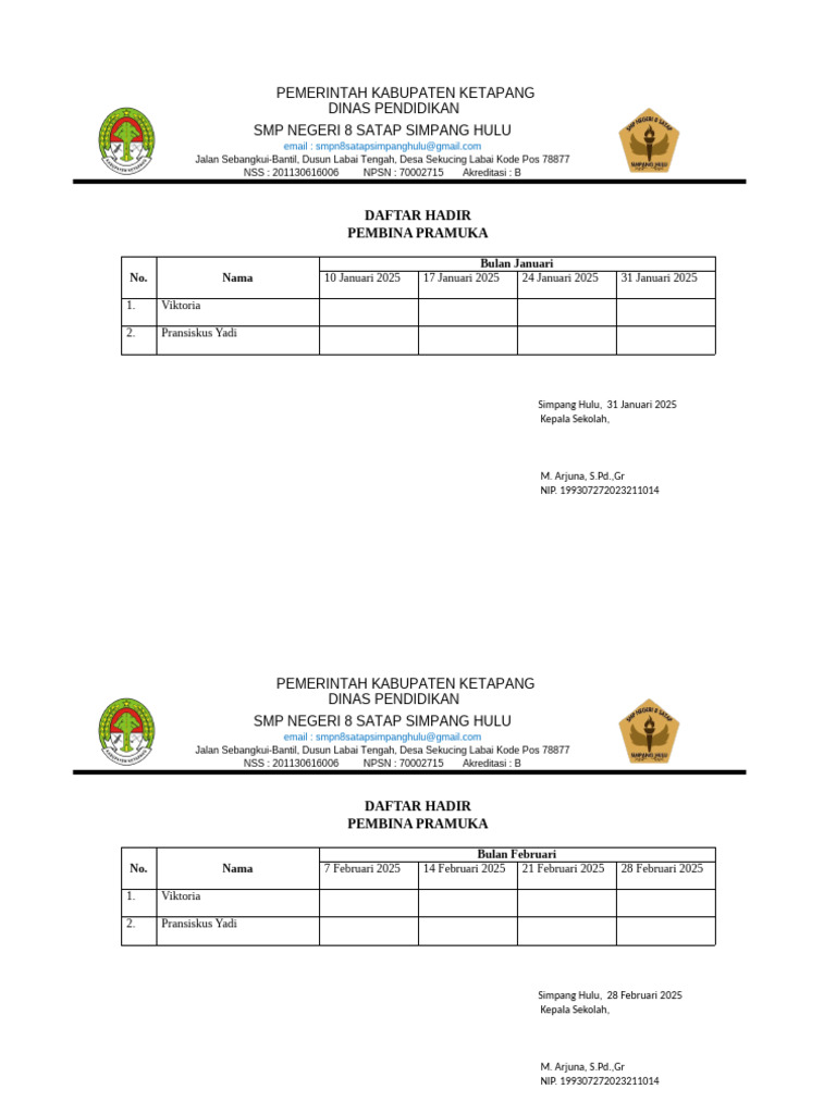 Daftar Tanda Terima Dan Daftar Hadir | PDF