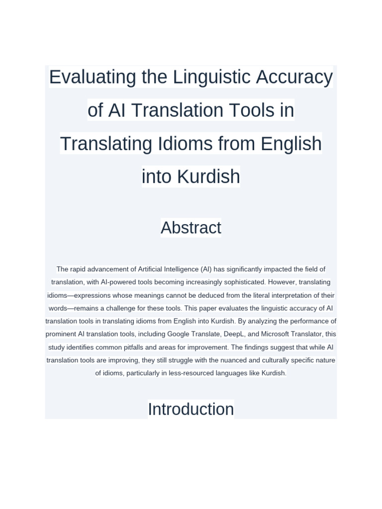 Evaluating The Linguistic Accuracy of AI Translation Tools in ...