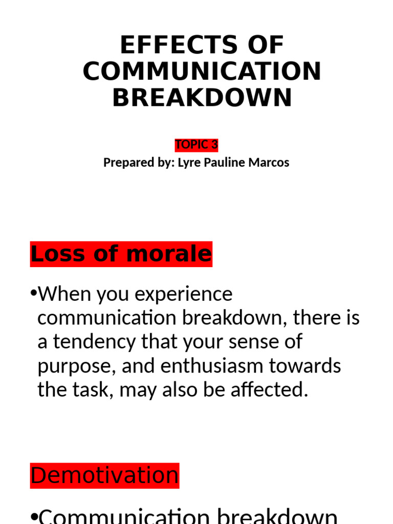 Effects of Communication Breakdown Grade 11 Humms | PDF