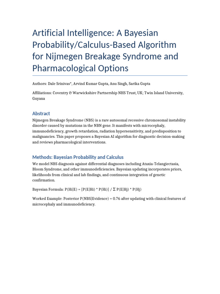 NBS AI Algorithm With Diagrams | PDF | Immunodeficiency | Cancer