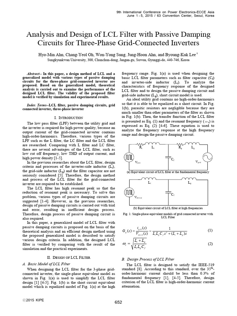 Analysis and Design of LCL Filter With Passive Damping Circuits For ...