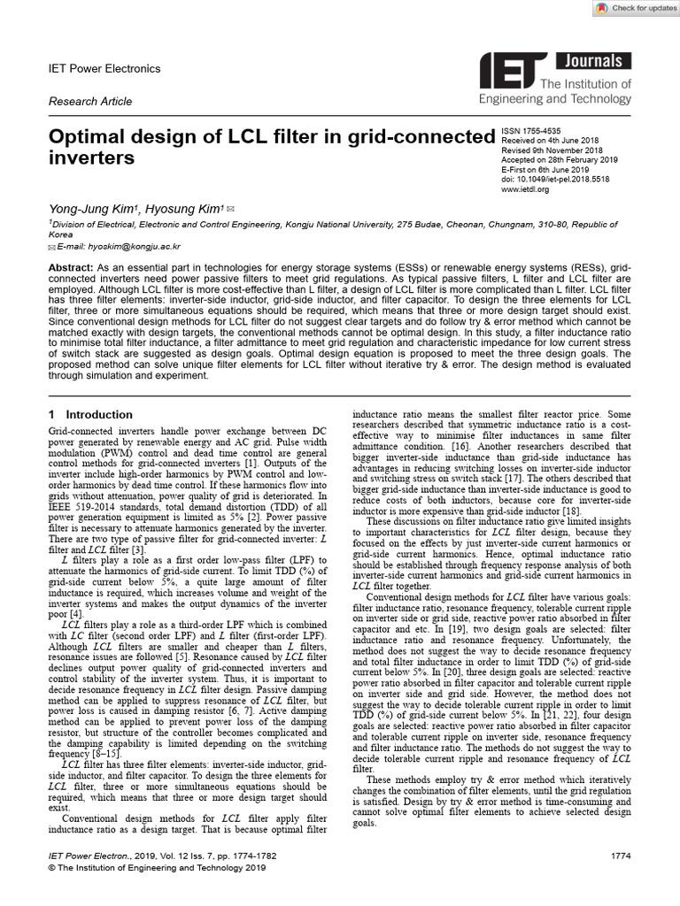 IET Power Electronics - 2019 - Kim - Optimal Design of LCL Filter in ...