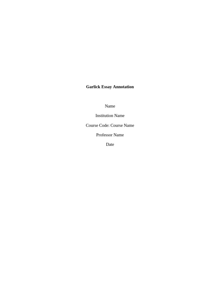 Garlick Essay Annotation | PDF