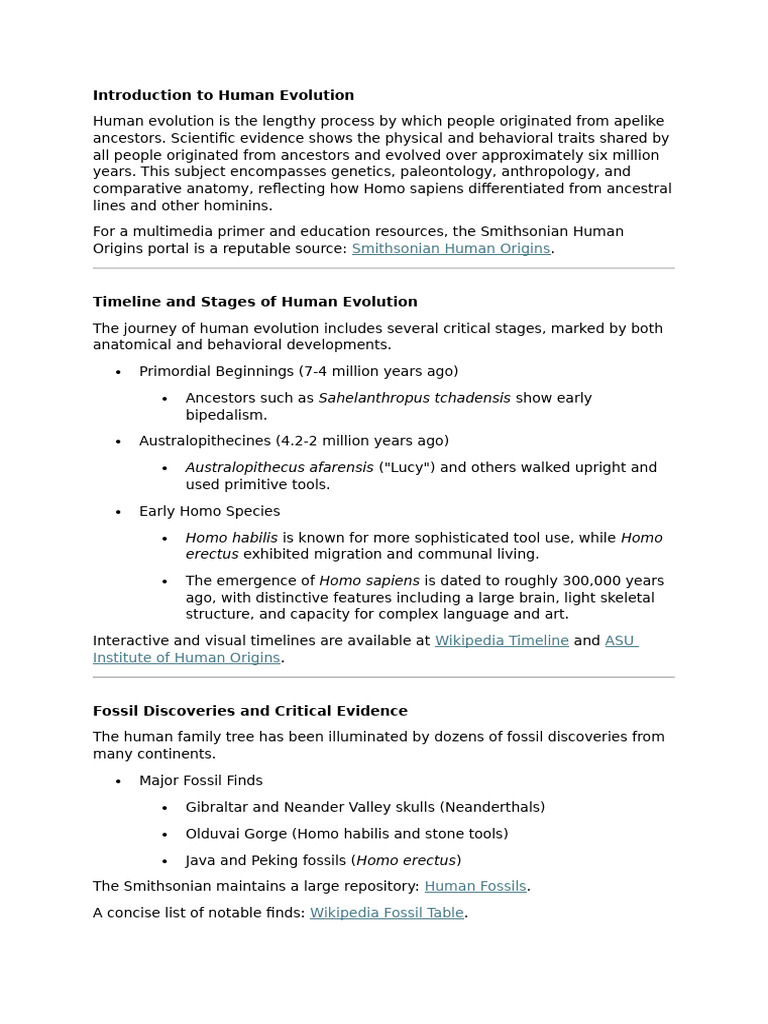 Introduction To Human Evolution | PDF | Human Evolution | Homo