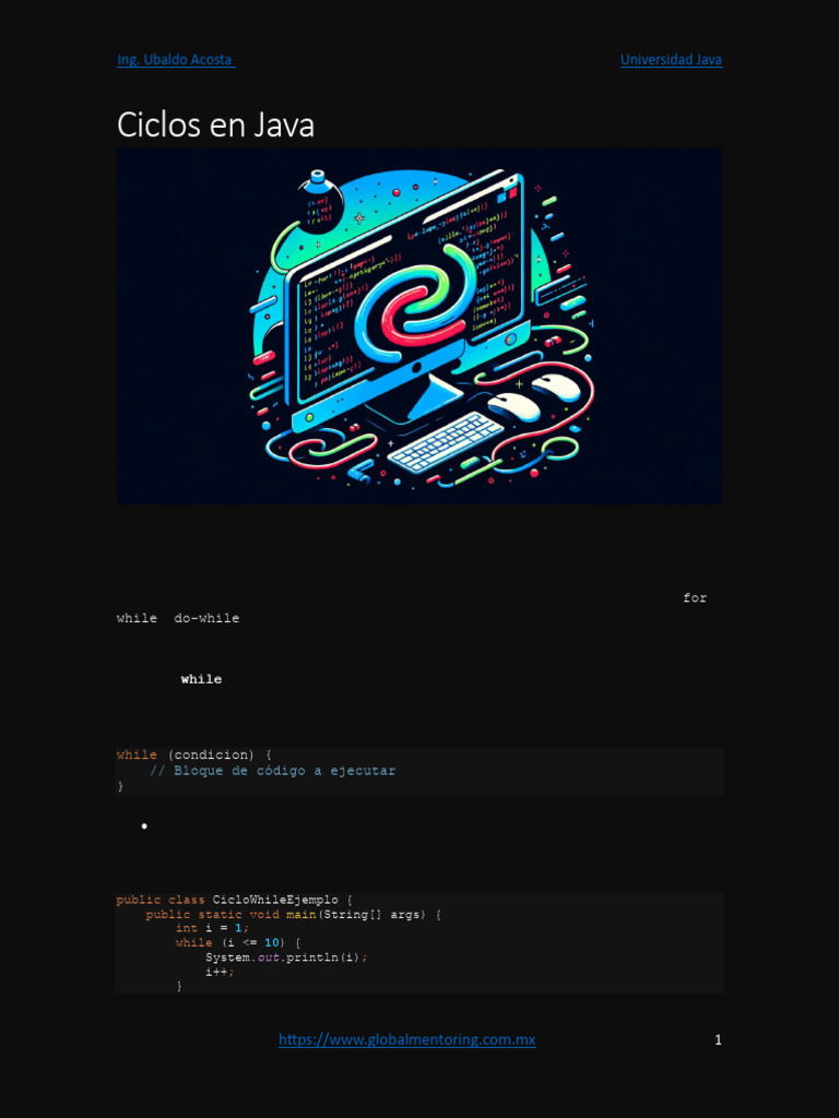 07 01 00 Ciclos Java UJ | PDF | Java (lenguaje de programación) | Desarrollo de software