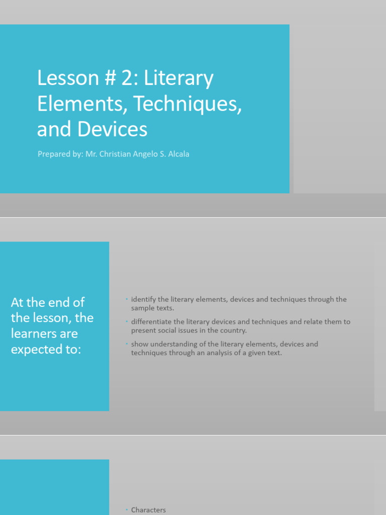 Lesson 2 Literary Elements Techniques and Devices | PDF | Narration ...