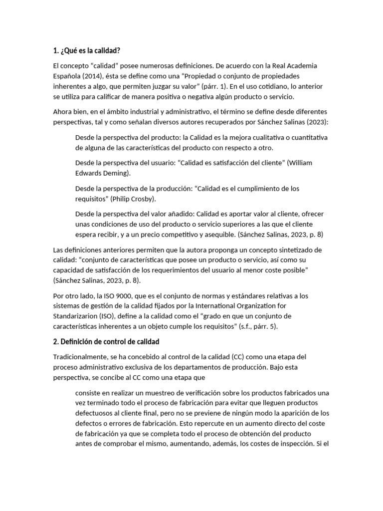 Definición y Control de Calidad Industrial | PDF | Calidad (comercial ...