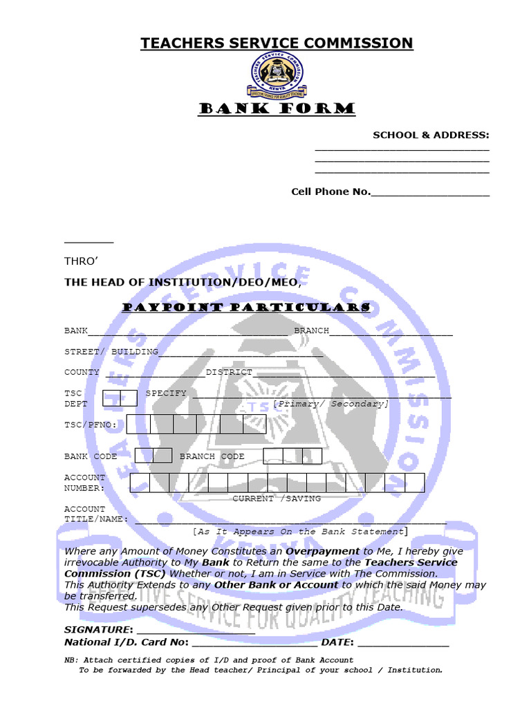 TSC Change of Paypoint Form Guide | PDF