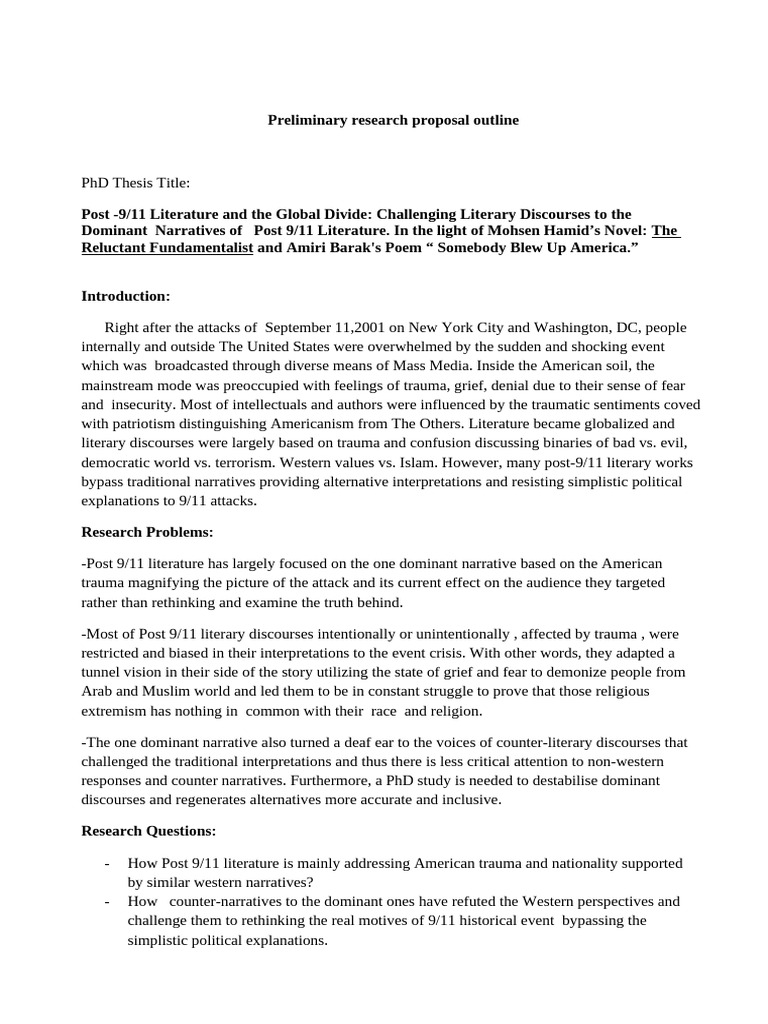 Preliminary Research Proposal Outline. | PDF | Narrative | Extremism