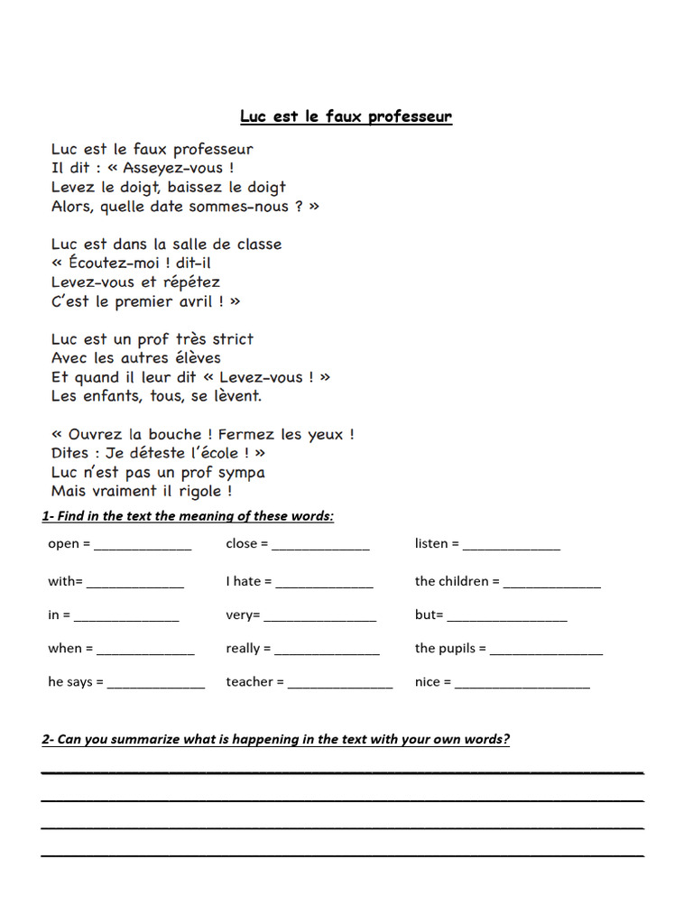 Year 6 French Homework Guide | PDF