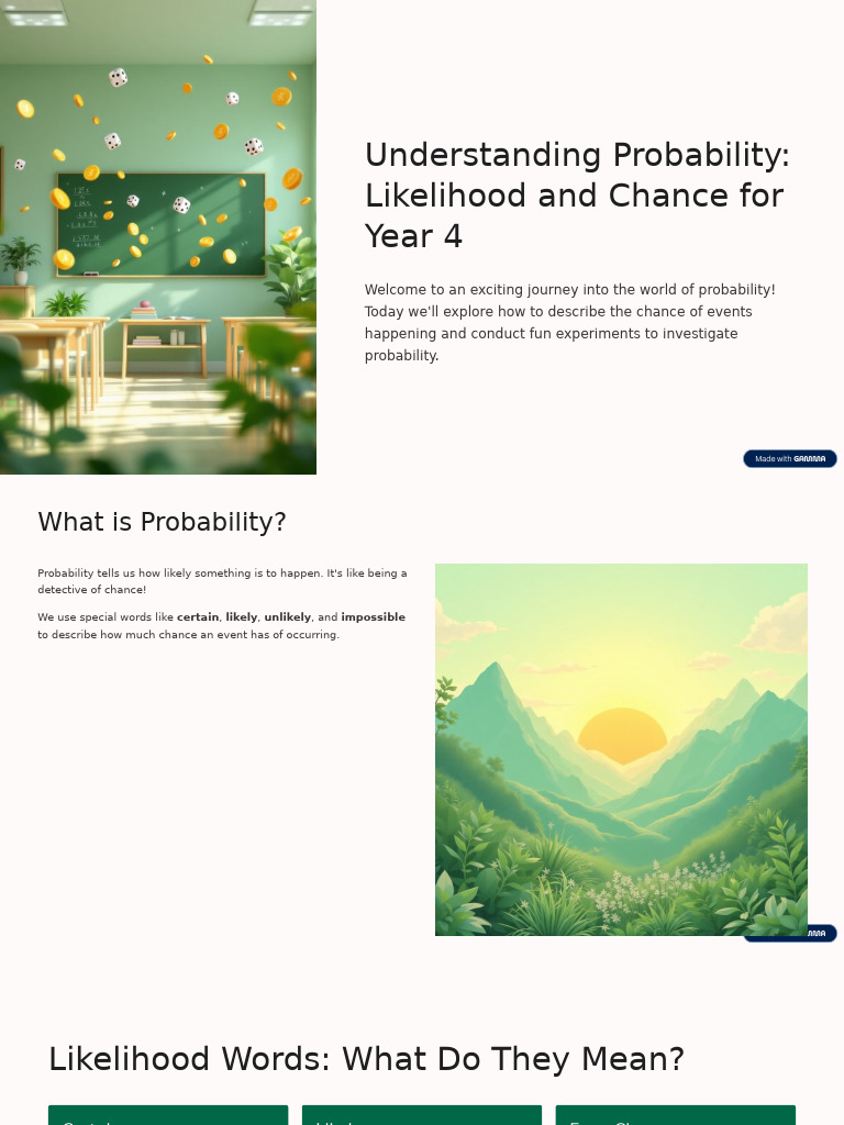 Understanding Probability Likelihood and Chance For Year 4 | PDF ...
