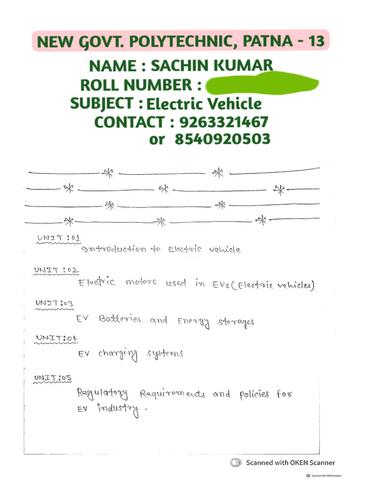 Electric Vehicle (Basics) Notes? | PDF
