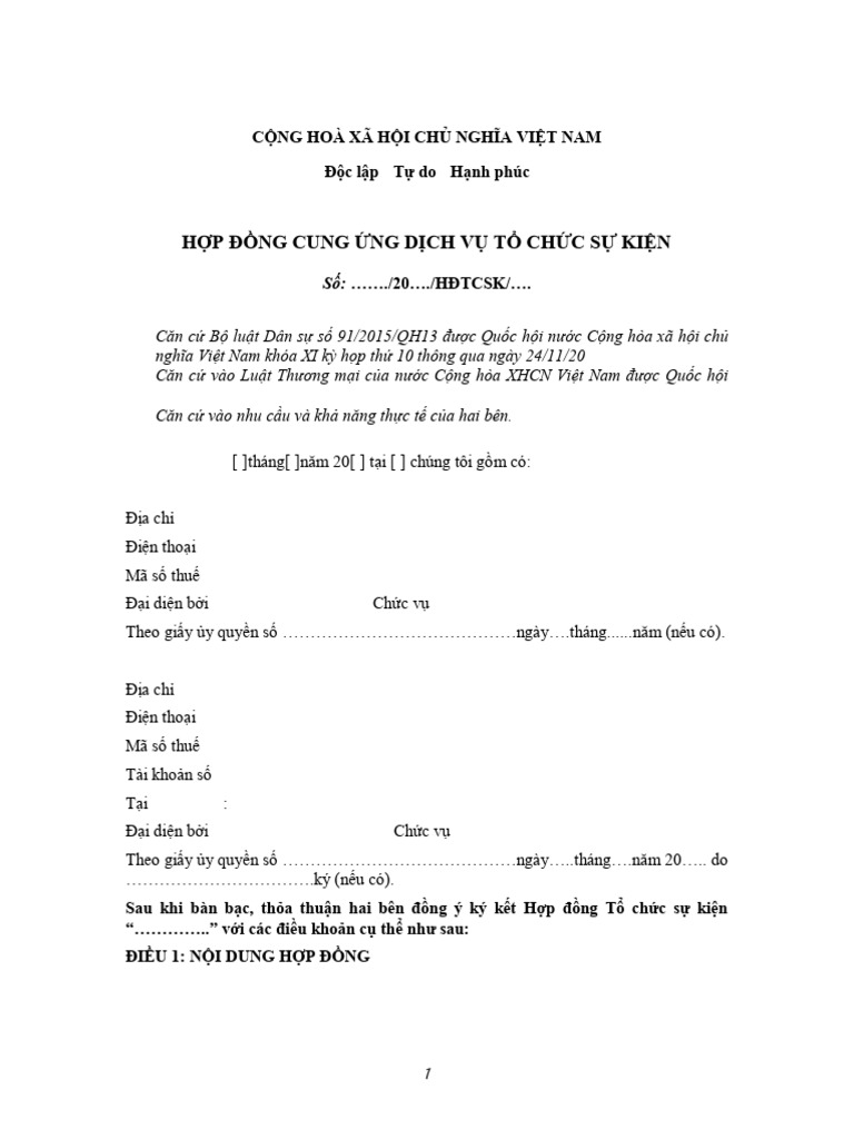 Hop Dong To Chuc Su Kien | PDF
