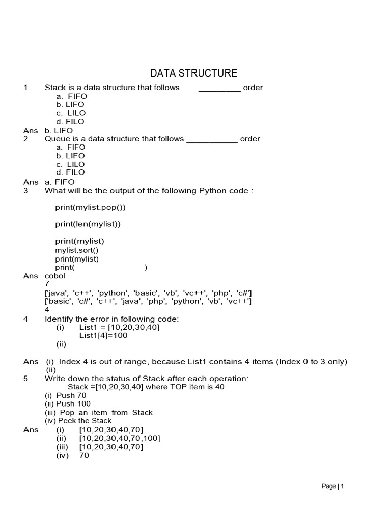 Python Data Structures Overview | PDF | Queue (Abstract Data Type ...