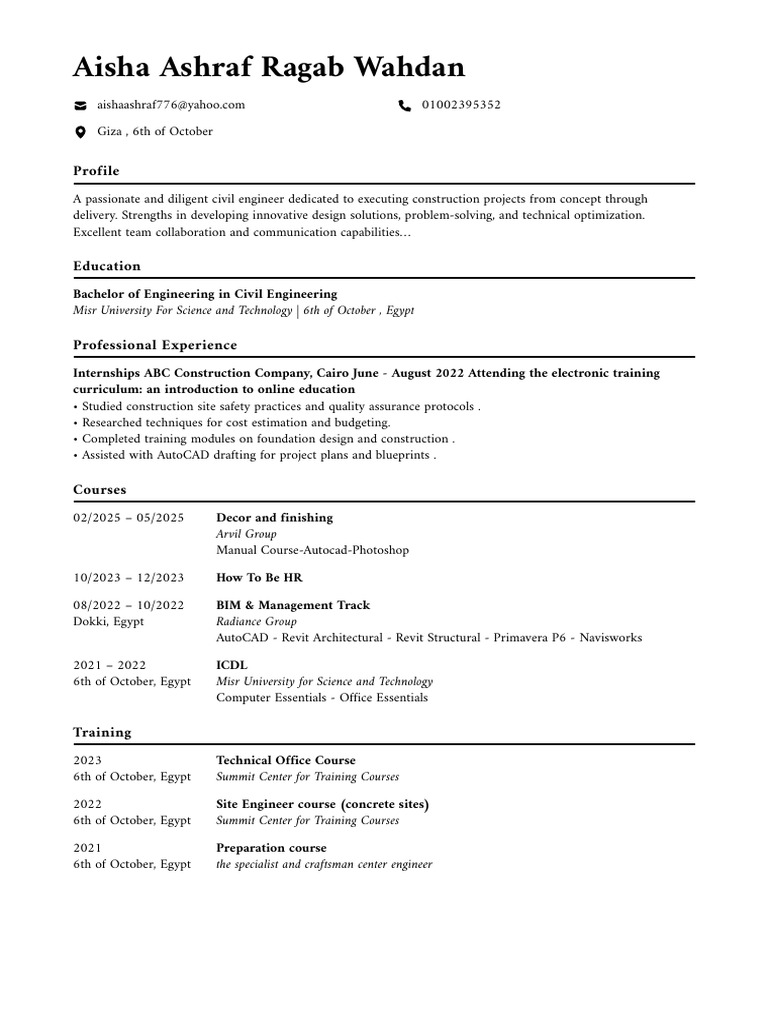 Aisha Ashraf Ragab Wahdan FlowCV Resume 20250716 | PDF