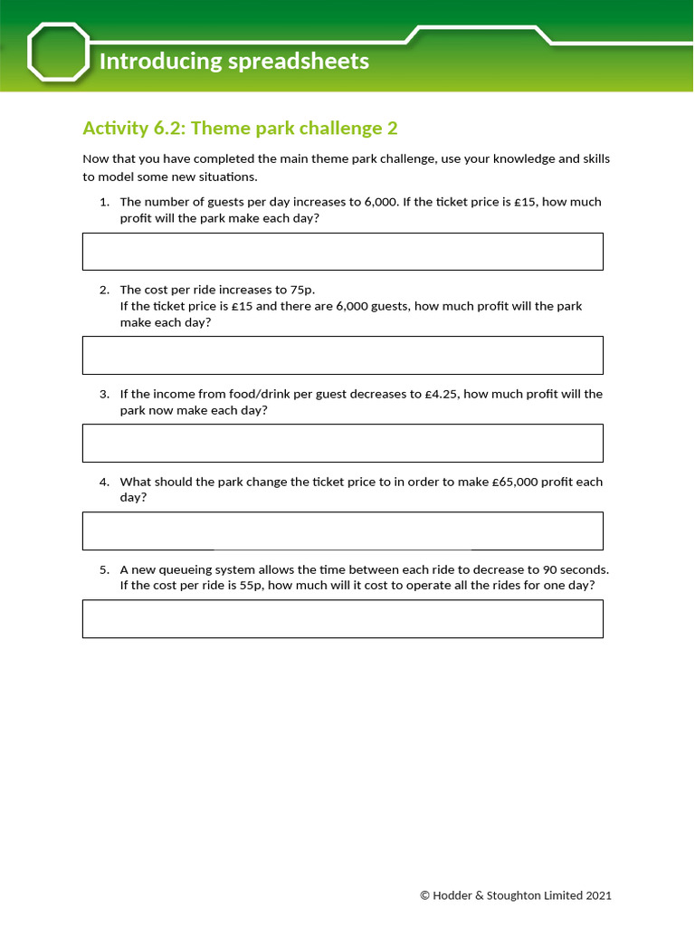 Theme Park Profit Calculation Challenge | PDF