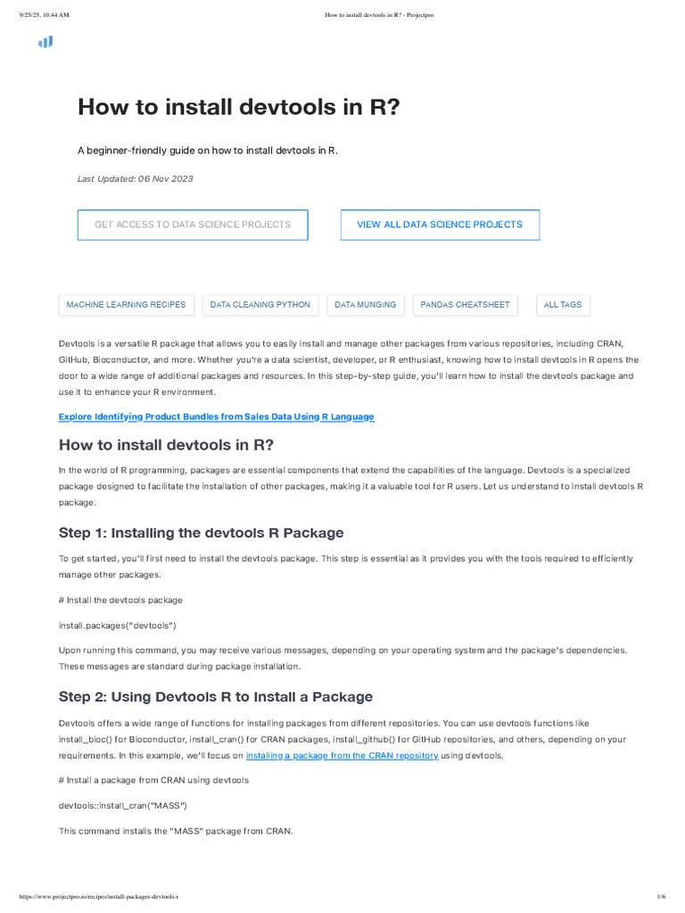 How To Install Devtools in R - Projectpro | PDF | Machine Learning | R ...