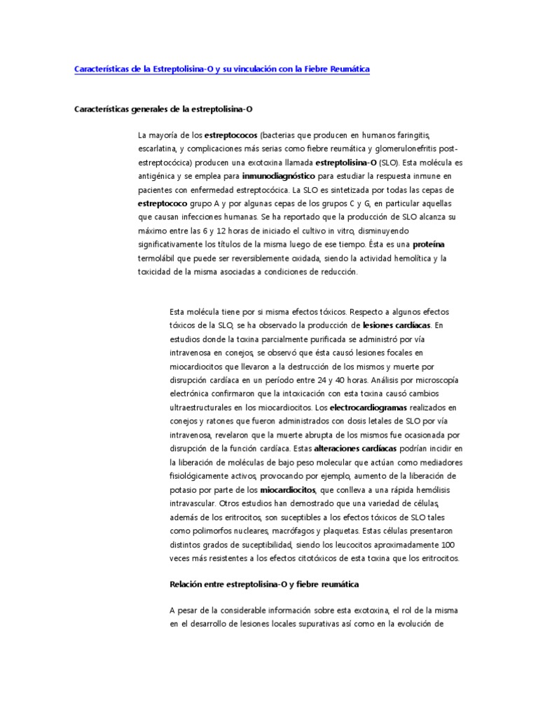 Características de La Estreptolisina | Descargar gratis PDF ...