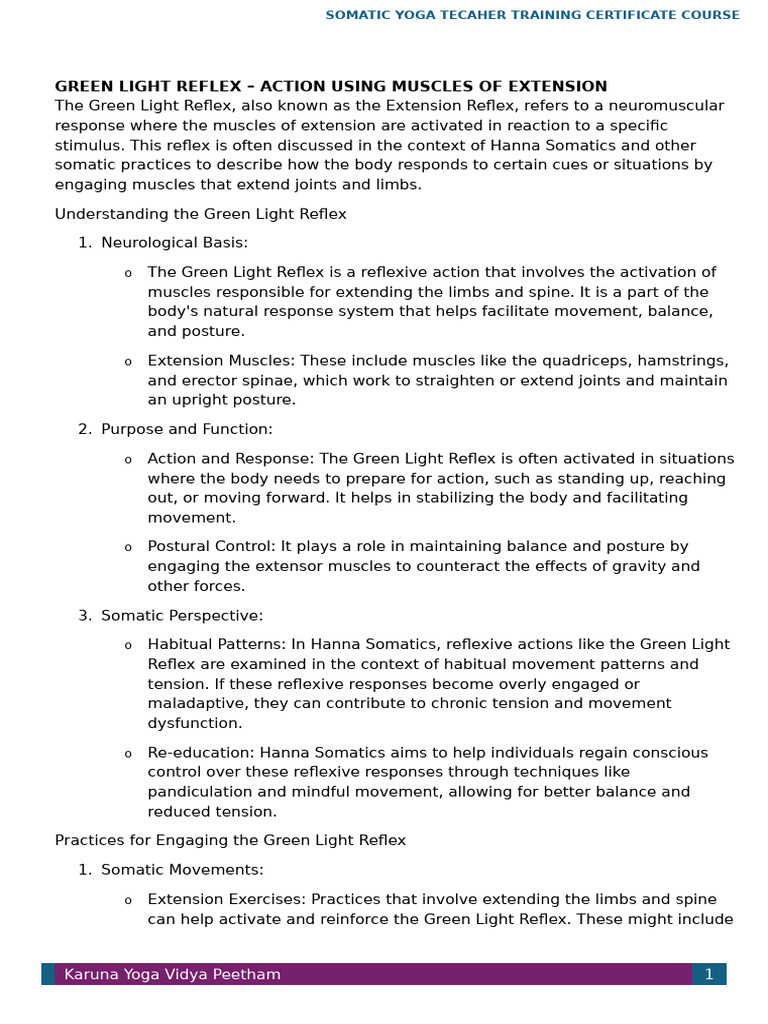 Green Light Reflex - Action Using Muscles of Extension | PDF | Muscle